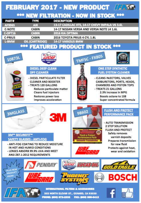 February 2017 Product Flyer | International Filters